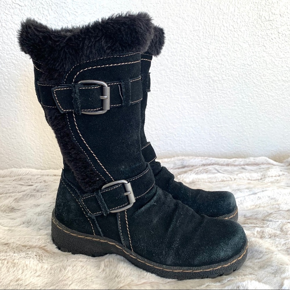 Baretraps Black Suede Fur Lined Winter Boots - Gem